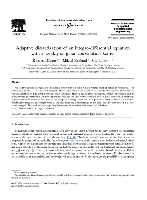 pdf adaptive discretization of an integro differential equation with a weakly singular