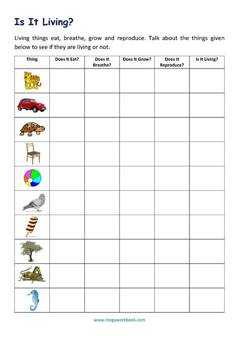 Characteristics Of Living And Non Living Things Worksheet Free