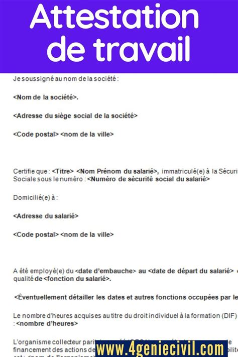 certificat de travail exemple de modèle word Modele Word La