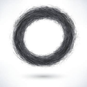 Circular Shadowed Black Brush Stroke Scribble Line Paintbrush Vector