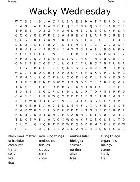 Printable Wacky Wednesday Activities Printable Word Searches