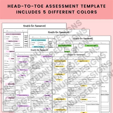 Head To Toe Assessment Template Nursing Student Etsy