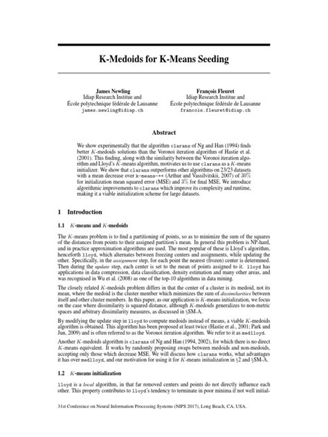 k medoids clustering using the clarans algorithm to improve k means initialization pdf