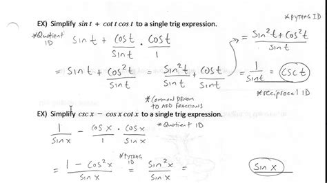 using trig identities to simplify trig expressions and find values of trig functions youtube