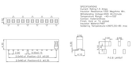 2 0mm SMT SMD Female Header Connectors Smolex