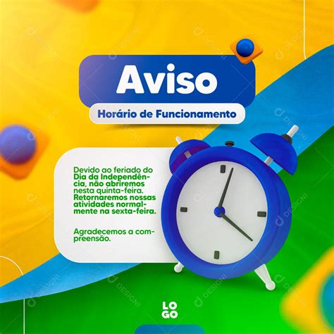 Social Media Aviso Horário De Funcionamento PSD Editável download