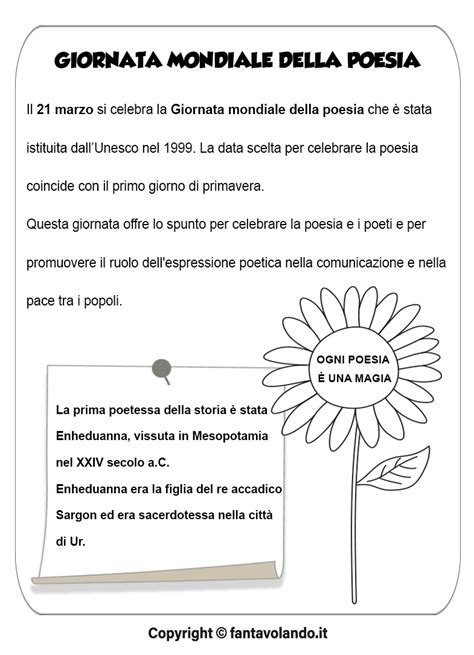 Giornata Mondiale Della Poesia Marzo Schede E Attivit Fantavolando