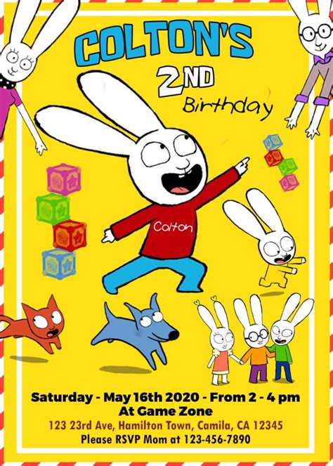Simon The Rabbit Birthday Invitation Oscarsitosroom