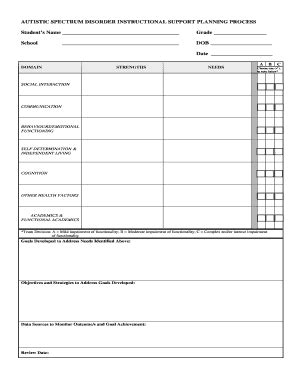 Fillable Online Asd Instructional Support Planning Tool Instructional
