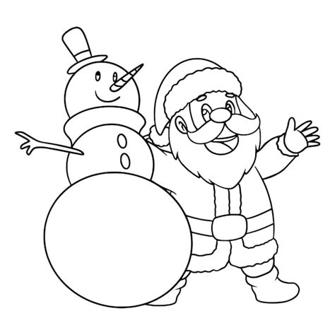 Coloriage P Re No L Et Bonhomme De Neige Vecteur Premium