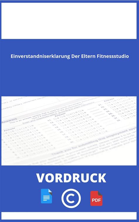 Vordruck Einverständniserklärung Der Eltern Fitnessstudio Muster Vorlage