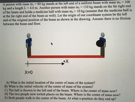Solved A Person With Mass M1 80 Kg Stands At The Left End Chegg