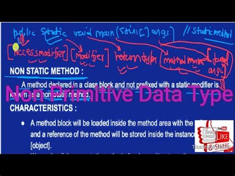 Non Primitive Data Type Non Static Non Static Method Non Static