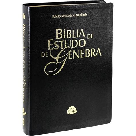 Livro Bíblia de Estudo de Genebra Couro bonded Preto Livros de