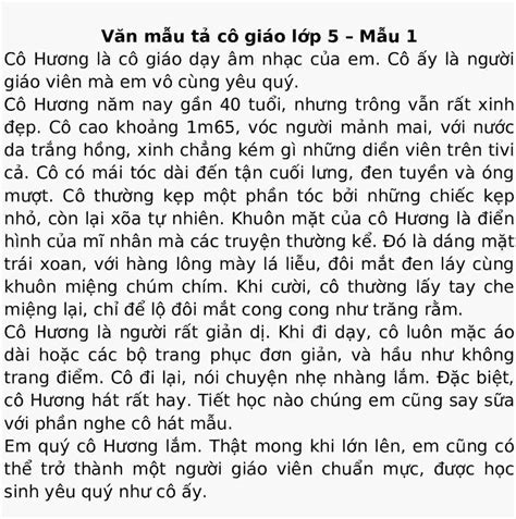 Tập làm văn tả cô giáo lớp 5 siêu ngắn gọn và hay nhất 2023