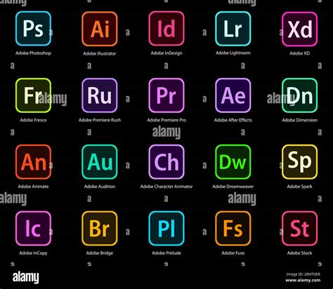 Moderns Vector Icons Of Adobe S Creative Cloud Applications And Adobe