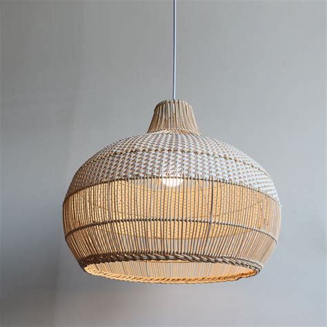 Handwoven Rattan Kitchen Island Pendant Lighting Wicker Lamp Shade D50