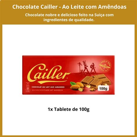 Chocolate Suíço Cailler Ao Leite Amêndoas Barra 100g