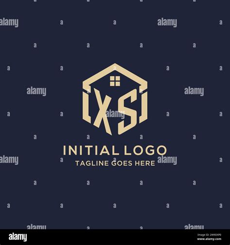 Initials XS Logo With Abstract Home Roof Hexagon Shape Simple And