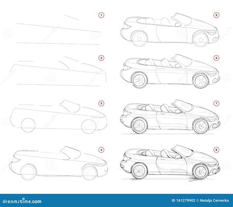 Cómo Dibujar Un Auto Convertible Escalonado Imaginario Creación Paso a