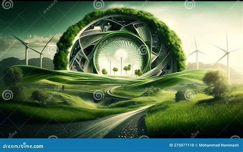 Harmonie Von Natur Und Technologie Eine Vision Von Grüner Energie Auf