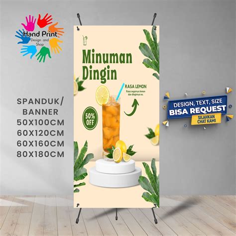 Jual SPANDUK BANNER Minuman Es Lemon Tea Warna Hijau Kuning Bisa