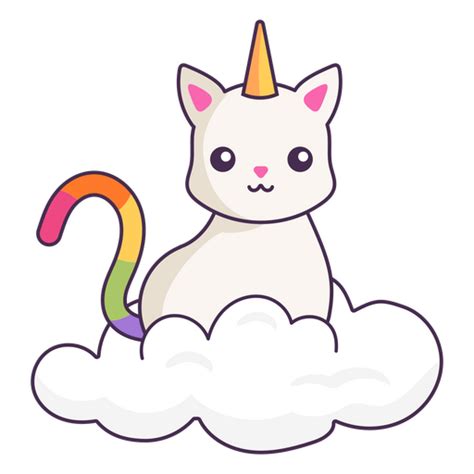 Diseño PNG Y SVG De Lindo Gato Unicornio En Una Nube Para Camisetas
