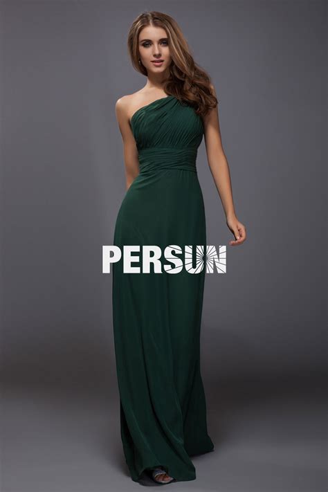 Robe Demoiselle D Honneur Longue Verte Asym Trique Pliss