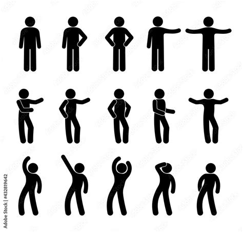 Stick Man Pictogram Set Poses And Gestures Illustration Human
