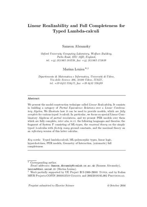 pdf linear realizability and full completeness for typed lambda calculi samson abramsky