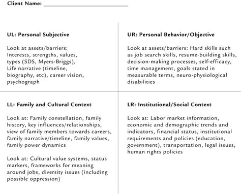 Integral Career Employment Counseling Case Conceptualization Template