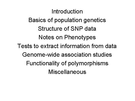 Introduction Basics Of Population Genetics Structure Of Snp