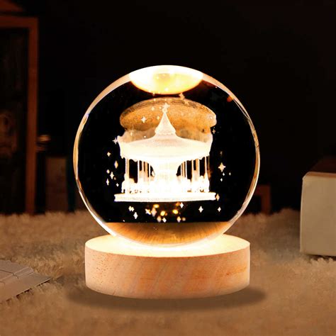 3d Art Crystal Ball Night Lamp Luminous Crystal Ball Decoration Solar