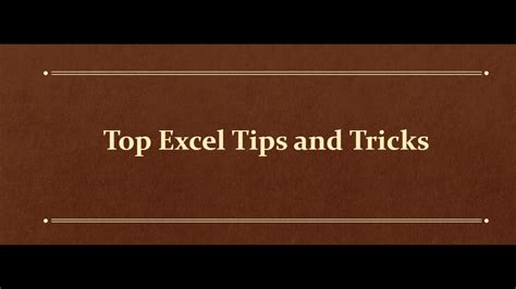 top excel tips and tricks youtube