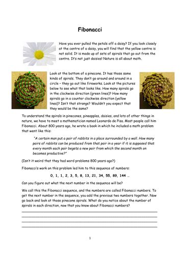 exploring fibonacci teaching resources