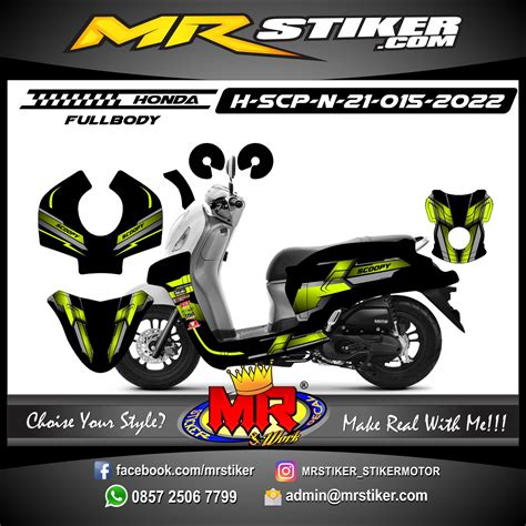 Stiker Motor Decal Honda Scoopy New 2021 Line Tech Yellow Stabillo