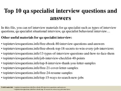 top 10 qa specialist interview questions and answers
