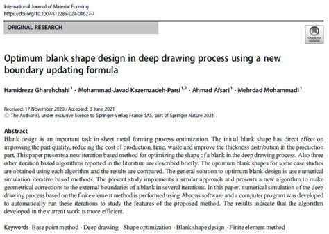 optimum blank shape design in deep drawing process using a new boundary updating formula
