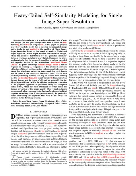 pdf heavy tailed self similarity modeling for single image super resolution