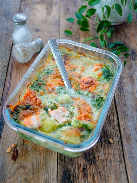 Gratin pommes de terre épinard et saumon congelés Recette facile