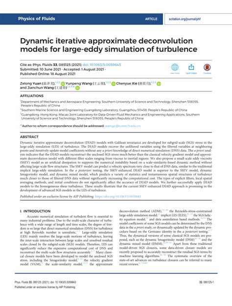 pdf dynamic iterative approximate deconvolution models for large eddy simulation of turbulence