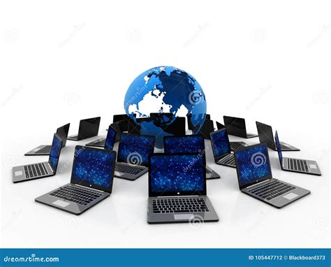 Computer Network Internet Communication Isolated In White Background