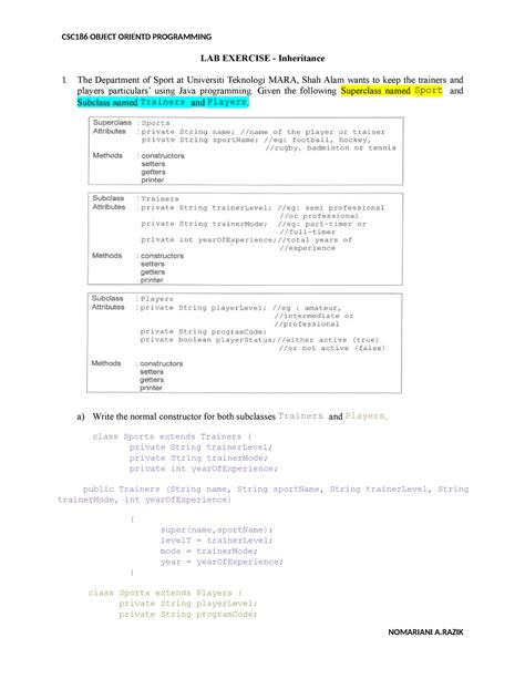 csc186 coding exercise inheritance in java lab exercise inheritance 1 the department of