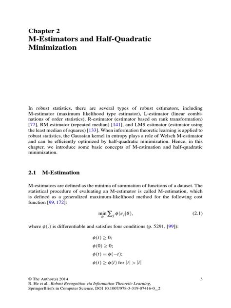 m estimators and half quadratic minimization pdf mathematical optimization robust statistics