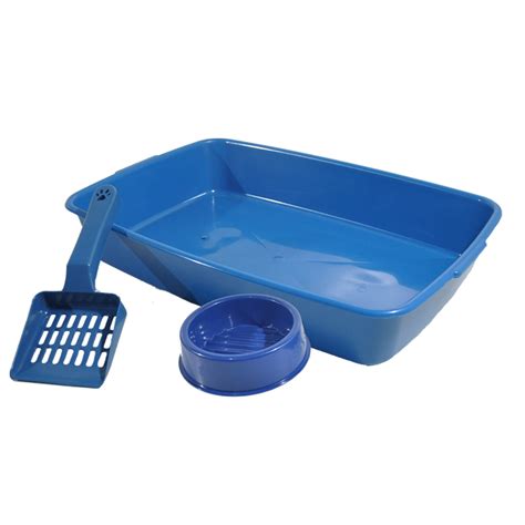Kit higiênico sanitário bandeja caixa de areia comedouro e pá para