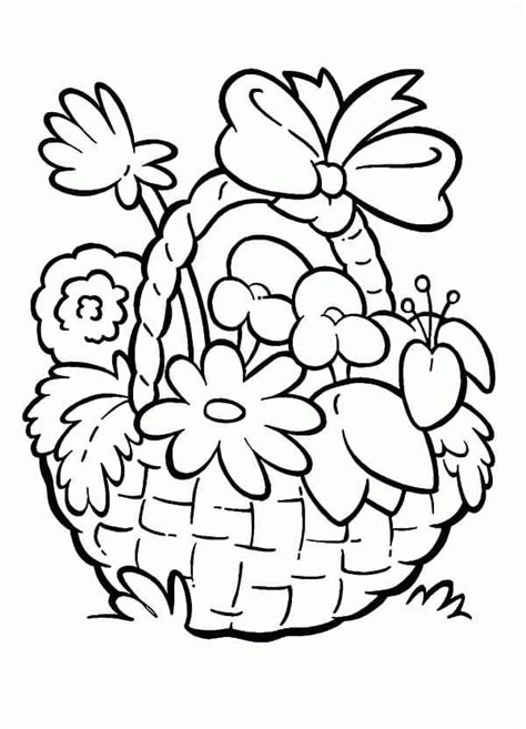 Dibujos de Canasta de Flores Para Niños de 3 Año para Colorear para
