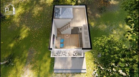 105 Sq Ft Tiny House Plan With Deck And Loft Basic Floor Etsy Floor