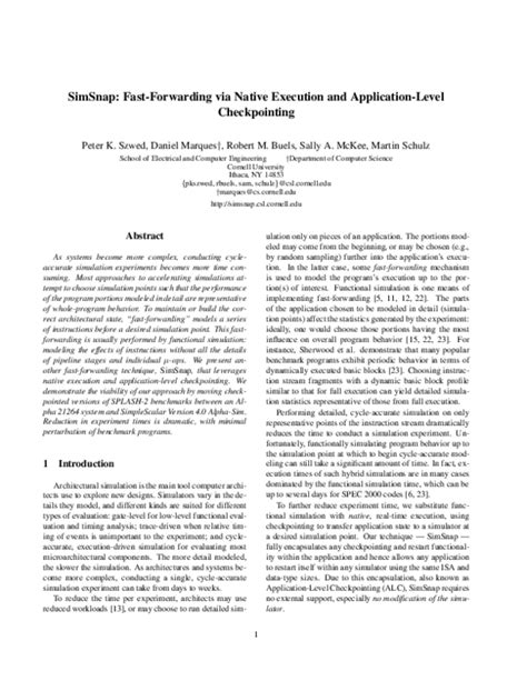 pdf simsnap fast forwarding via native execution and application level checkpointing daniel