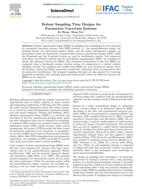 pdf robust sampling time designs for parametric uncertain systems