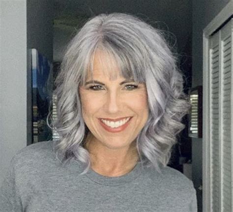 Grey Hair With Bangs Grey Hair Looks Grey Hair Over Grey Curly